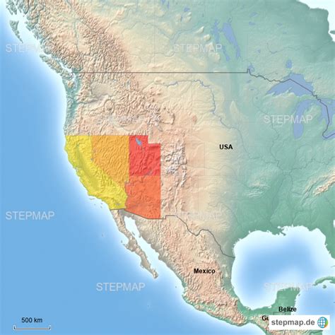 StepMap USA 2017 Übersicht Landkarte für Nordamerika