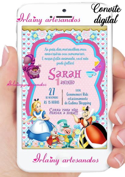 Convite Digital Alice no País das Maravilhas Elo7