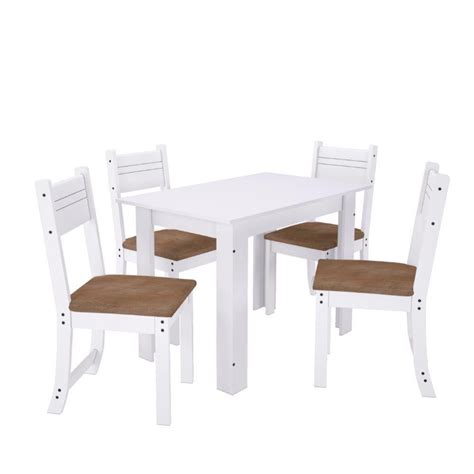 Conjunto De Mesa Sala De Jantar Caribe 4 Cadeiras 1 08M Branco