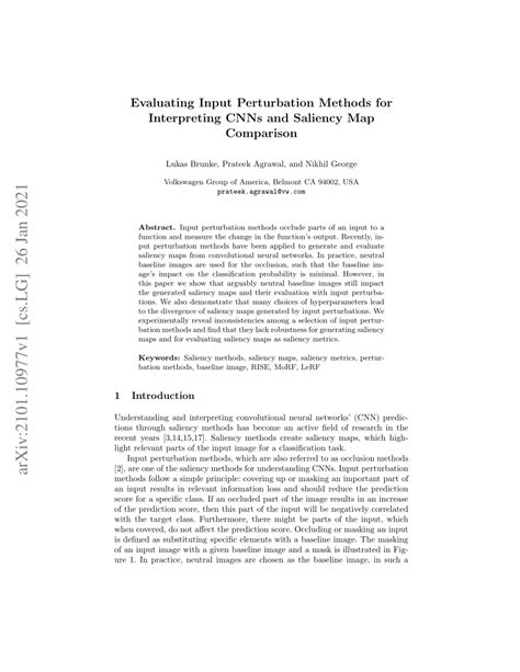 pdf evaluating input perturbation methods for interpreting cnns and saliency map comparison