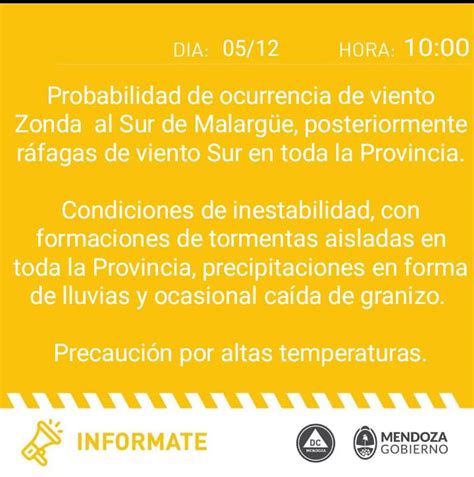 Rige Alerta Amarilla Por Zonda Y Tormentas En Mendoza A Qu Hora Y En