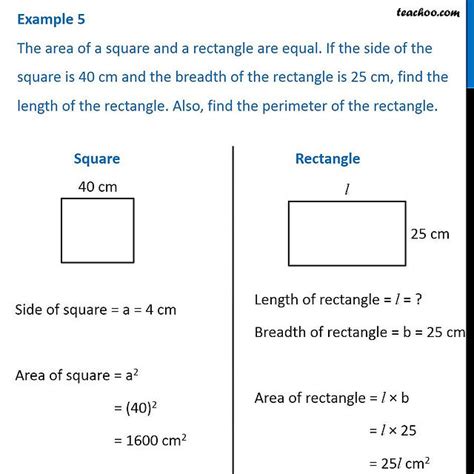 Question 5 The Area Of A Square And A Rectangle Are Equal If Side