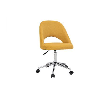 Chaise De Bureau à Roulettes En Tissu Effet Velours Texturé Jaune