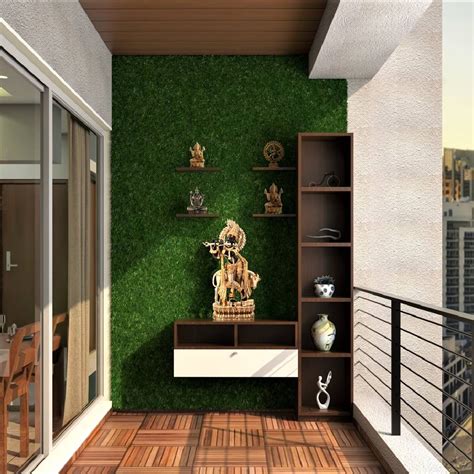 Compact Balcony Design With Wooden Unit Livspace
