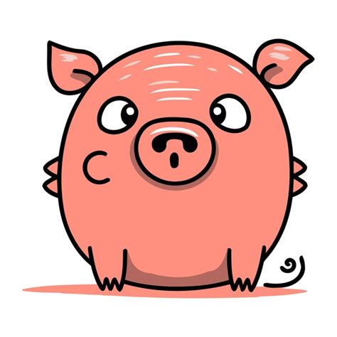 Porco de desenho animado bonito ilustração vetorial isolada em um fundo