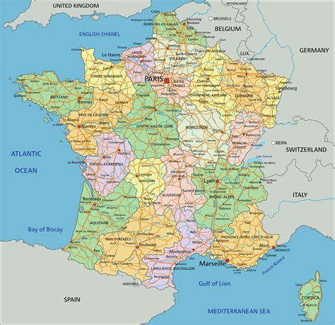 Detailed Political Map Of France