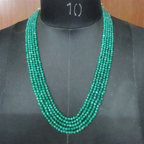 Party Wear Green Onyx Faceted Round 4mm Stone Bead Multi Strand