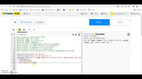 programmering i python del 1 5 regnemaskin med if setning youtube