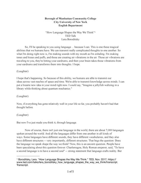 How Language Shapes The Way We Think Eng Spring Borough