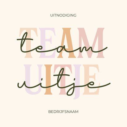 Uitnodiging Typografisch Teamuitje Gekleurd Kaartje2go
