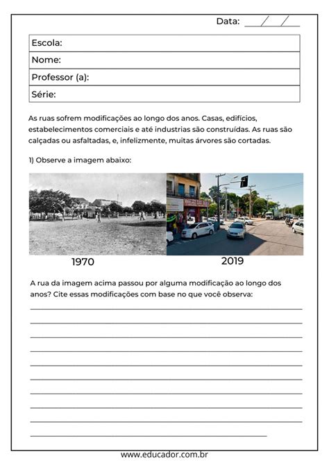 Atividades Sobre Ruas E Bairros Para Ano Educador