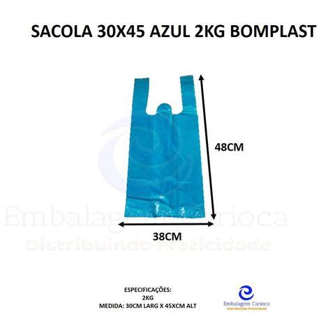 SACOLA 30X45 AZUL 2KG BOMPLAST Embalagem Carioca