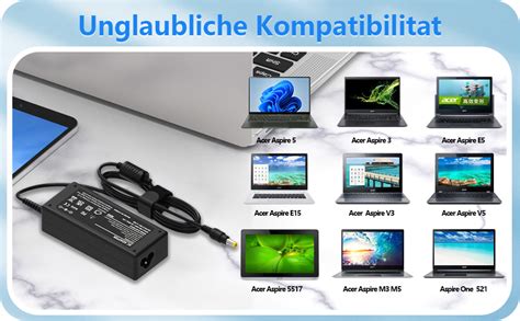 90W Acer Laptop Ladekabel Netzteil für Acer Aspire 3 5 V3 V5 E15 E17 E5