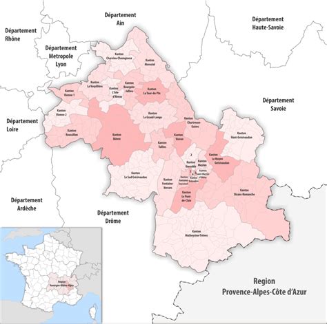 Carte des cantons du département de l Isère