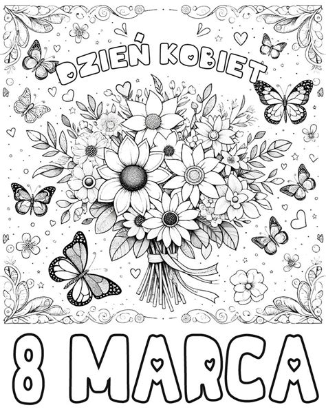 Laurka z kwiatami na Dzień Kobiet do druku