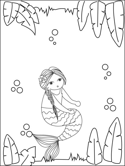 Mermaid Swimming In The Ocean Mermaid Coloring Page Underwater World