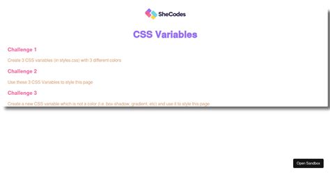 CSS Variables Codesandbox