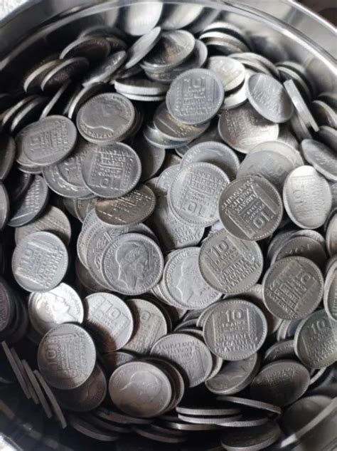 LOT DE 1 kilo de pièces de monnaie française 10 francs type Turin cupro
