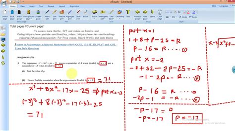 factors and polynomials part1 add maths 0606 gcse igcse ap ib hl exam style questions youtube