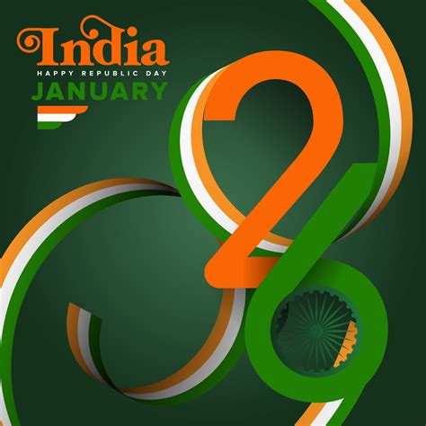 India Republic Day January Creative Illustration With Ribbon Flag