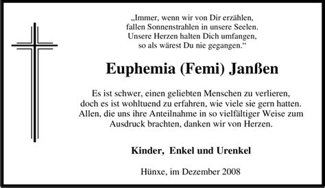 Traueranzeigen von Euphemia Femi Janßen Trauer in NRW de
