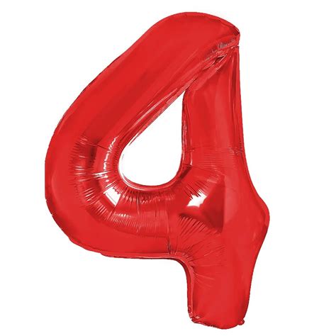 Balon Foliowy Cyfra 4 Czerwony 100 cm Przyjęcia i okazje w Sklepie