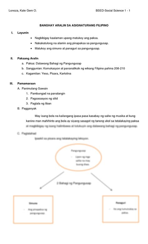 Solution Dalawang Bahagi Ng Pangungusap Banghay Aralin Studypool The
