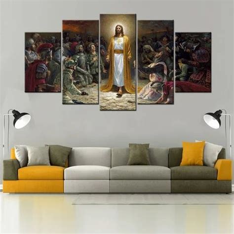 GiftsCorner Multicolour Lord Jesus Christ 5 Piece Canvas Wall Art Size