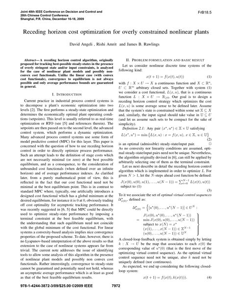 pdf receding horizon cost optimization for overly constrained nonlinear plants