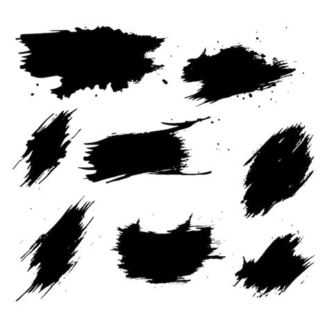 Colección de trazos de pincel de tinta Vector Premium