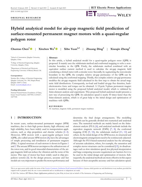 pdf hybrid analytical model for air‐gap magnetic field prediction of surface‐mounted permanent