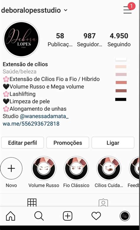Instagram deboralopesstudio Dicas de cílios Bio para instagram