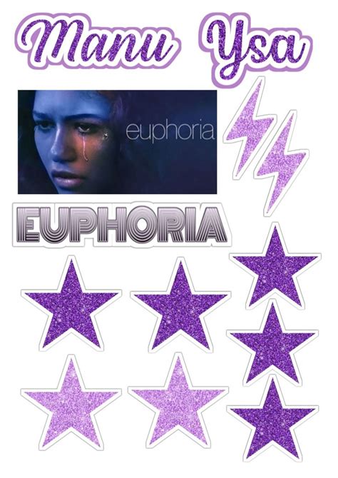 Topo de bolo Euphoria Aniversário de pizza Festa aniversario Arte e