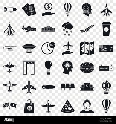 Airplane Icons Set Simple Style Stock Vector Image Art Alamy