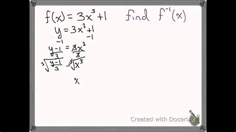 finding an inverse function involving a cubic youtube