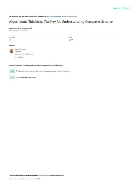algorithmic thinking the key for understanding computer science pdf computer science