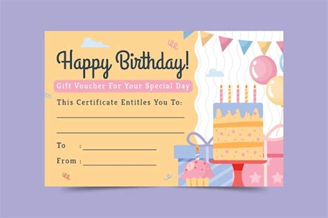 Plantilla De Vale De Regalo De Cumplea Os De Dise O Plano Vector Gratis