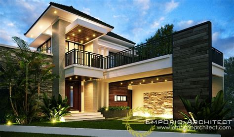 Desain Rumah 2 Lantai Style Modern Tropis Jasa Arsitek