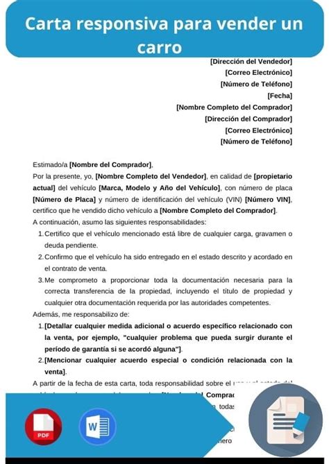 Carta Responsiva Vehicular Word Pdf