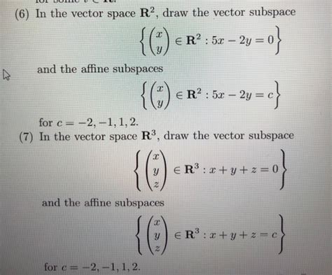 solved 6 in the vector space r2 draw the vector subspace