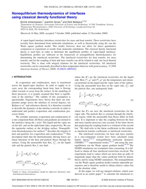 pdf nonequilibrium thermodynamics of interfaces using classical density functional theory