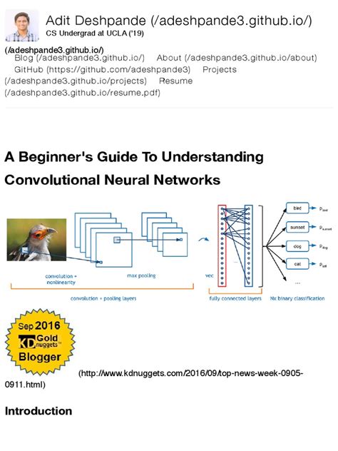 a beginner s guide to understanding convolutional neural networks part 1 adit deshpande cs