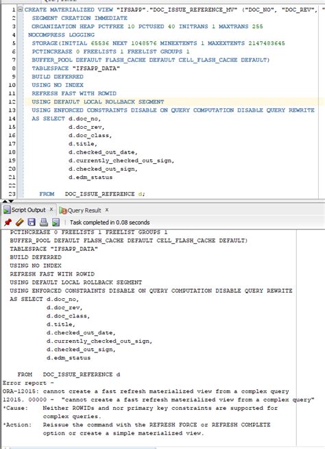 sql ora 12015 cannot create a fast refresh materialized view from a complex query stack overflow