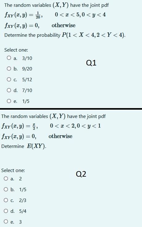 solved the random variables x y have the joint pdf fxy x