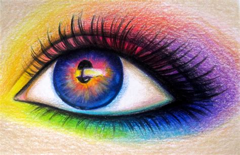 Rainbow Eyes Drawing Pencil Sketch Colorful Realistic Art Images