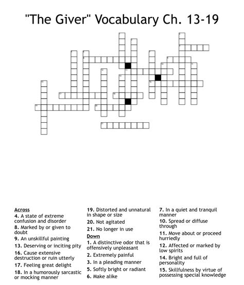 The Giver Vocabulary Ch 13 19 Crossword WordMint