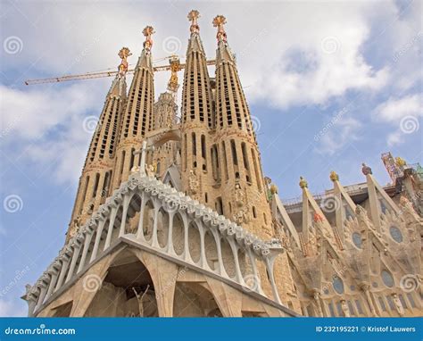 Detail Mit Skulpturen Der Passionsfassade Der Sagrada Familia