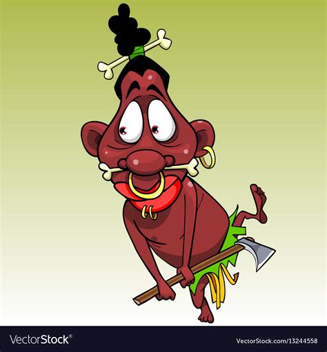 Cartoon Funny Black Man Aborigine Dances Vector Image