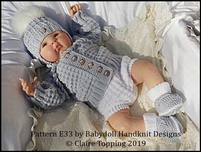 Handknit Jacket Nappy Cover Set For 16 22 Inch Dolls And Newborn Babies