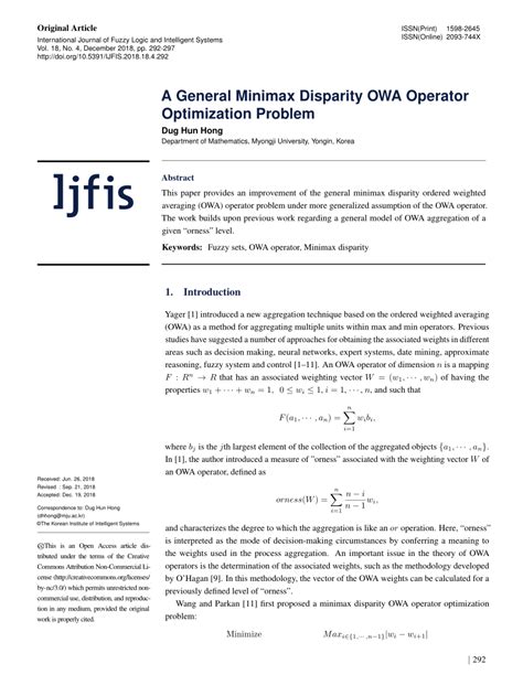 pdf a general minimax disparity owa operator optimization problem